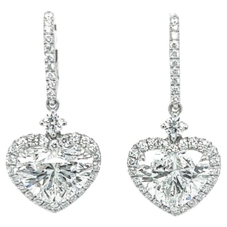 GIA Heart Shape Diamond Dangle Earrings For Sale at 1stDibs