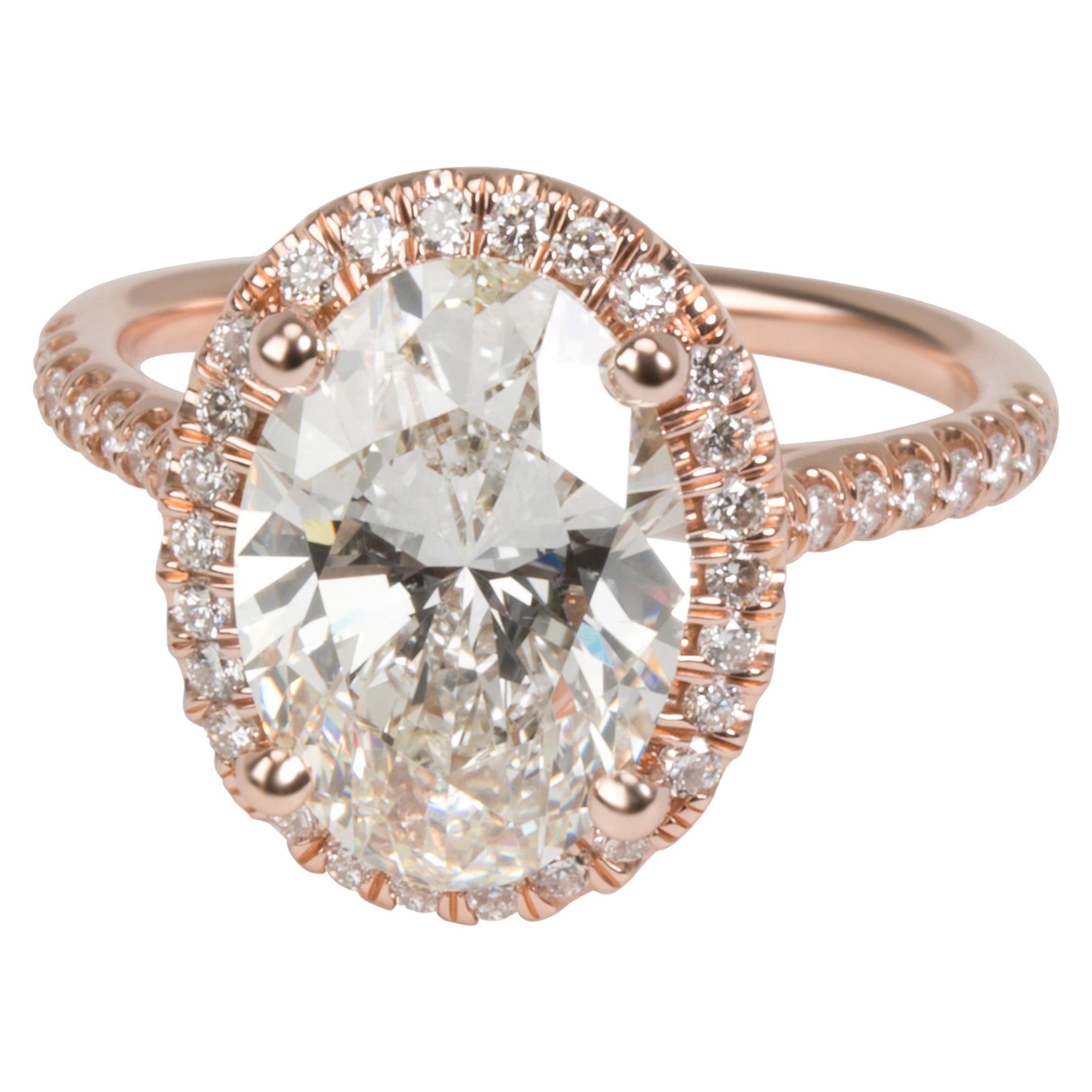 GIA James Allen Oval Diamond Halo Ring 14 Karat Rose Gold K VS2 2.74 ...
