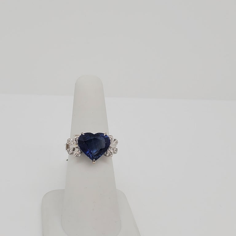 GIA Madagascar Blue Sapphire and Diamond Cocktail Ring in 18k White ...