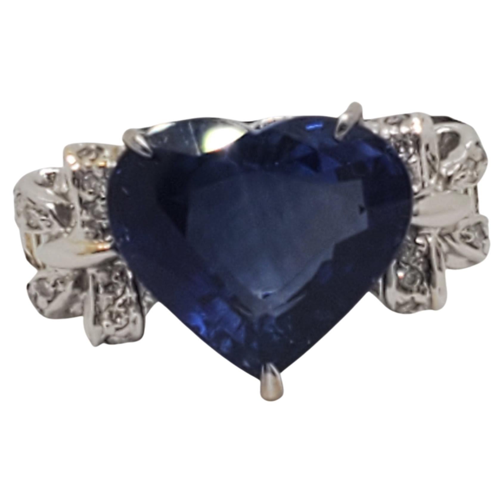 GIA Madagascar Blue Sapphire and Diamond Cocktail Ring in 18k White ...