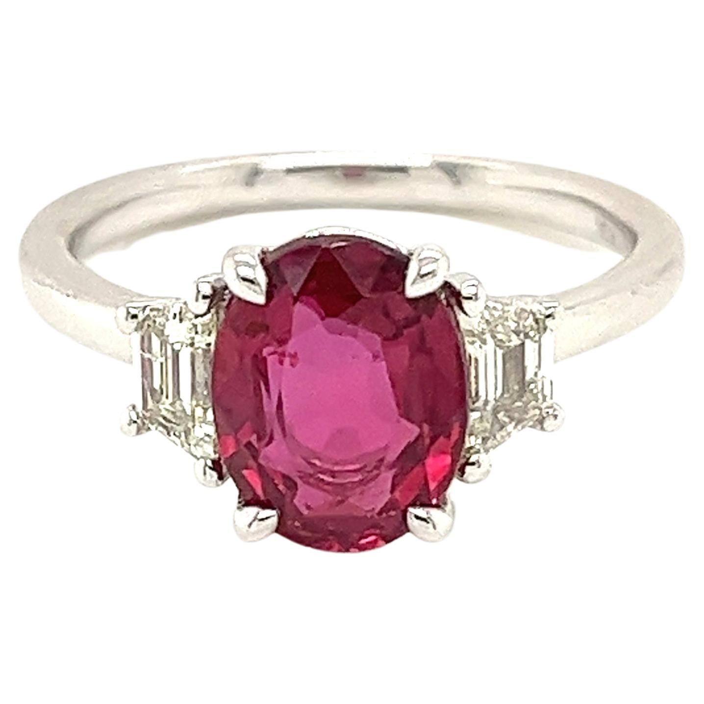 Ruby Diamond Ring in Platinum For Sale at 1stDibs