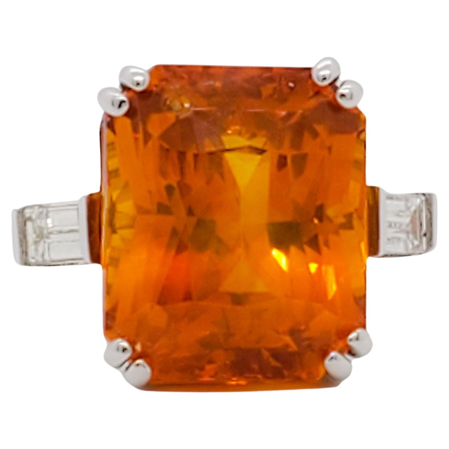 GIA Orange Sapphire and White Diamond Cocktail Ring in 14k Rose Gold ...