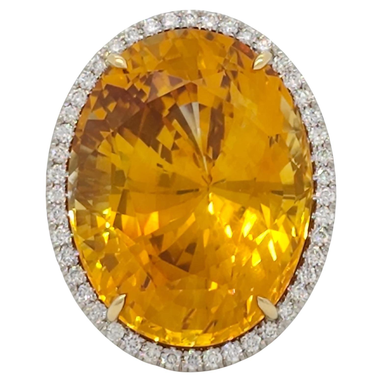 Fancy Vivid Orange-Yellow Diamond and Sapphire Cocktail Ring For Sale ...