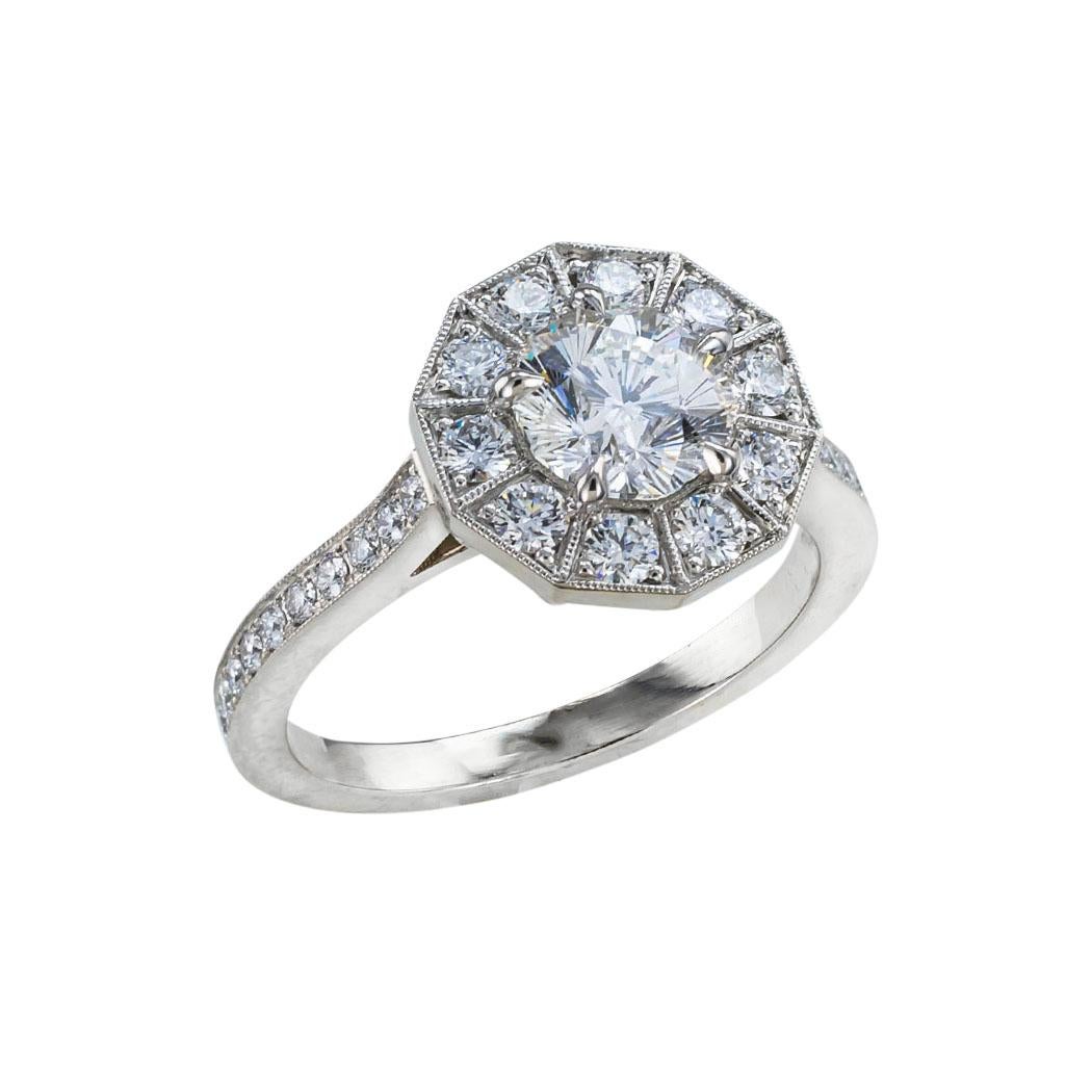 GIA Report Certified 1.02 Carat Decagonal Cut Diamond Engagement Ring ...