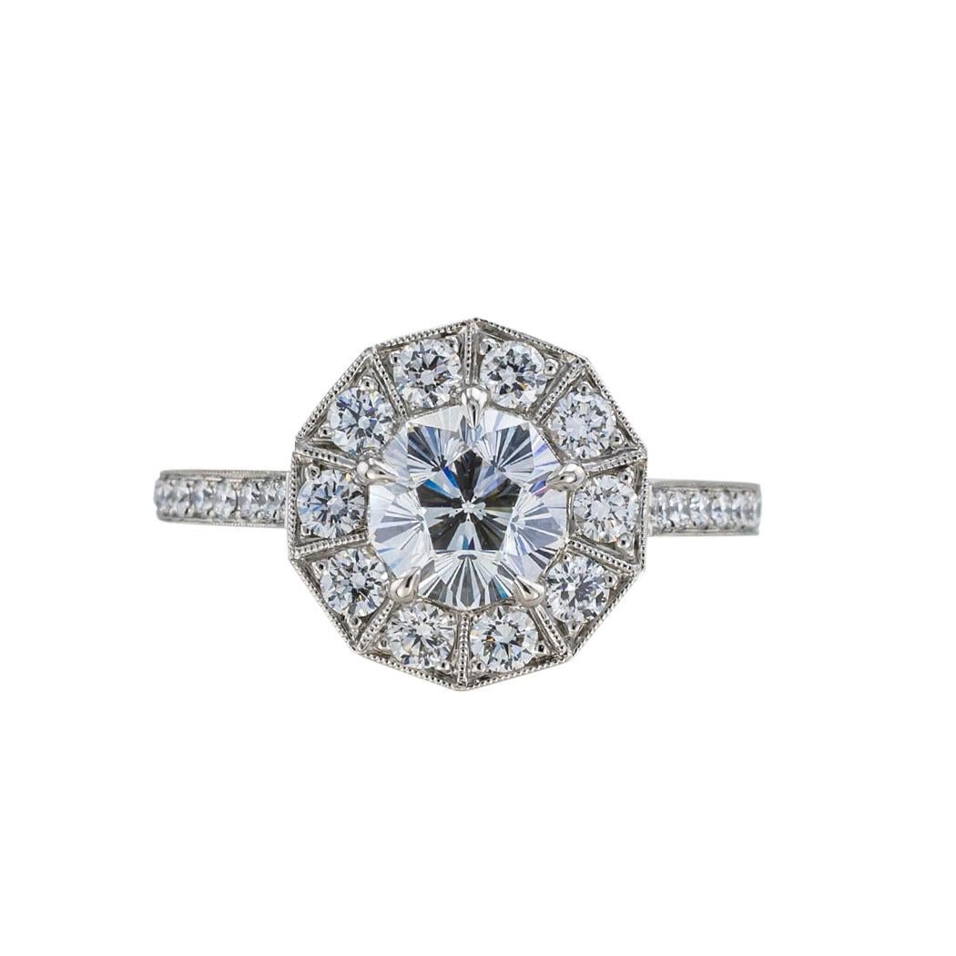 GIA Report Certified 1.02 Carat Decagonal Cut Diamond Engagement Ring ...