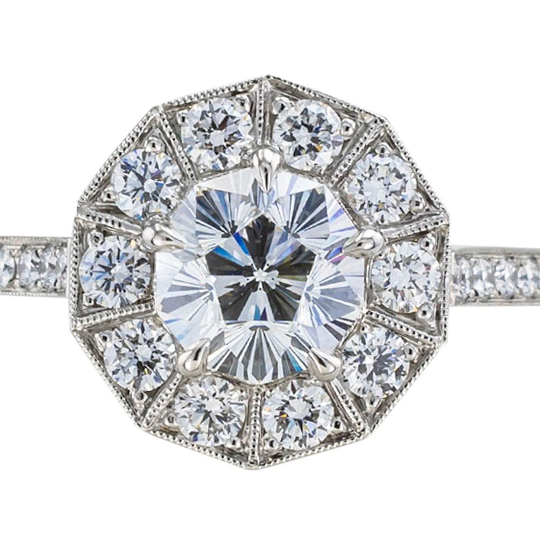 GIA Report Certified 1.02 Carat Decagonal Cut Diamond Engagement Ring ...