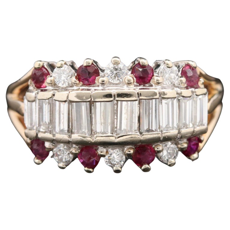 Customizable Natural Diamond and Ruby Cluster Yellow Gold Engagement ...