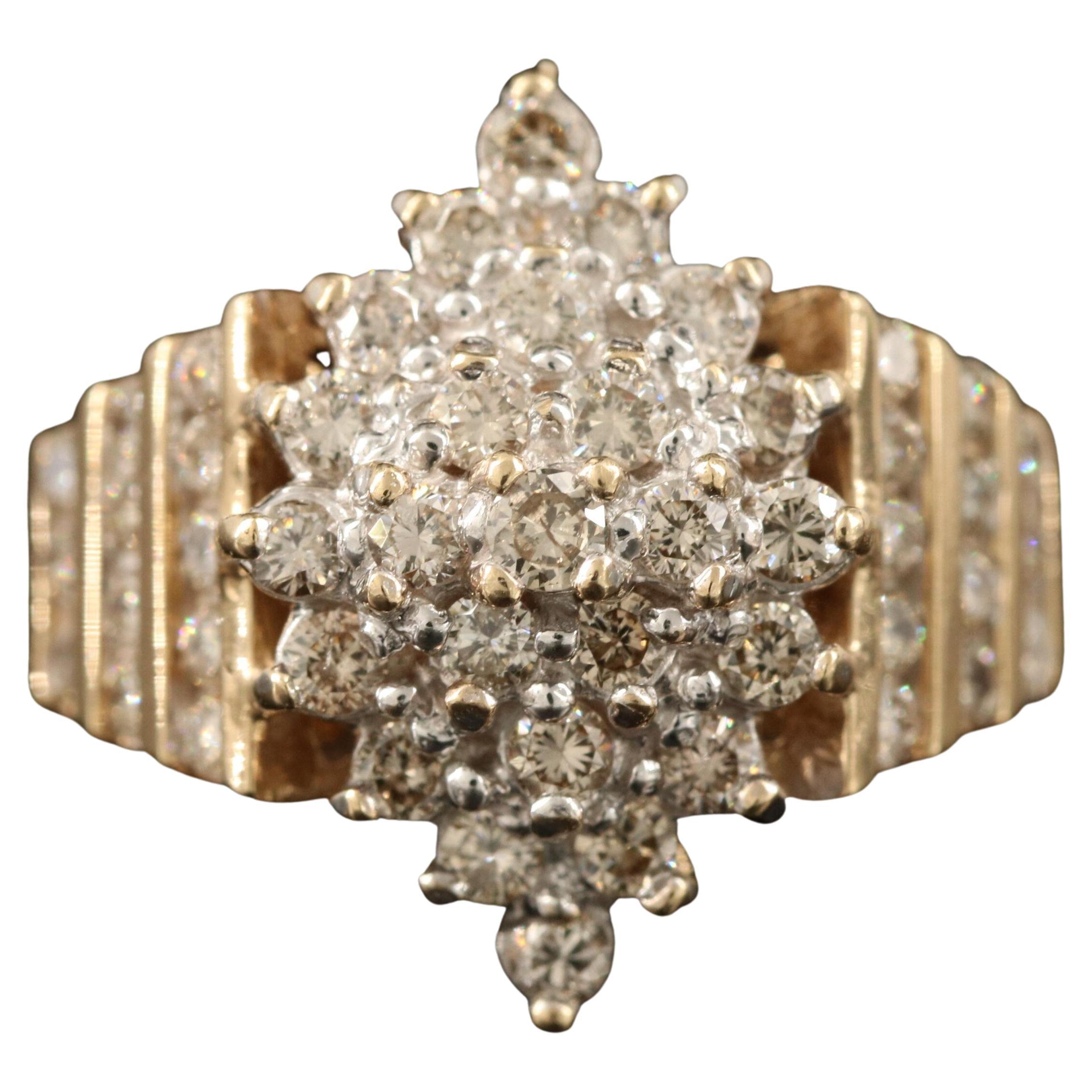 Diamond Cluster Gold Cocktail Ring For Sale at 1stDibs