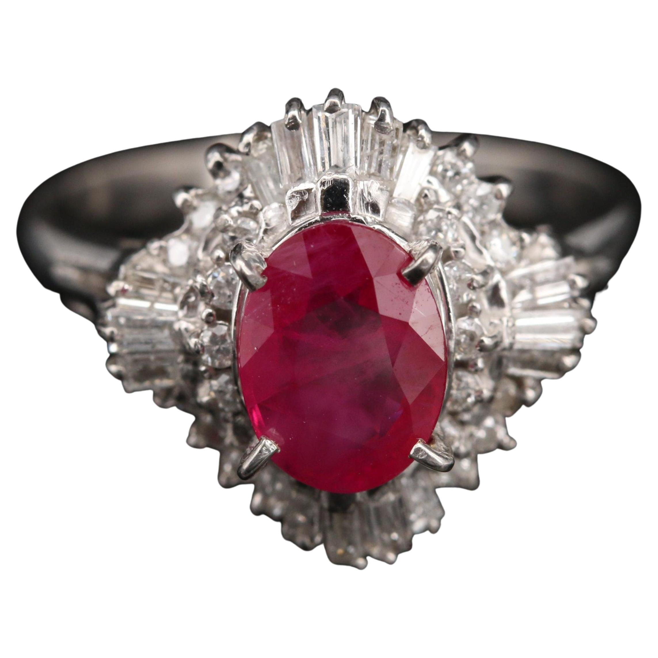 GIA Certified 3.00 Carat Natural Purple Star Ruby Diamond Gold Cocktail ...