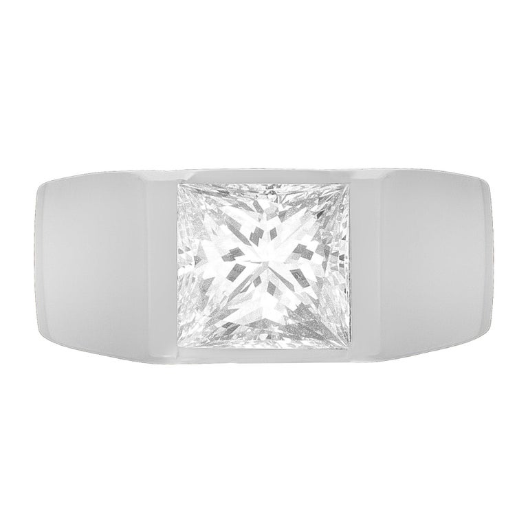 GIA Report Certified Rectangular Modified Brilliant Cut Diamond Ring, 1 ...