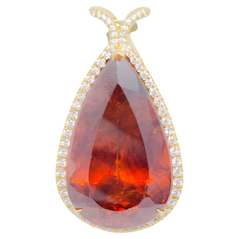 GIA Sphalerite and White Diamond Pendant in 18k Yellow Gold For Sale at ...