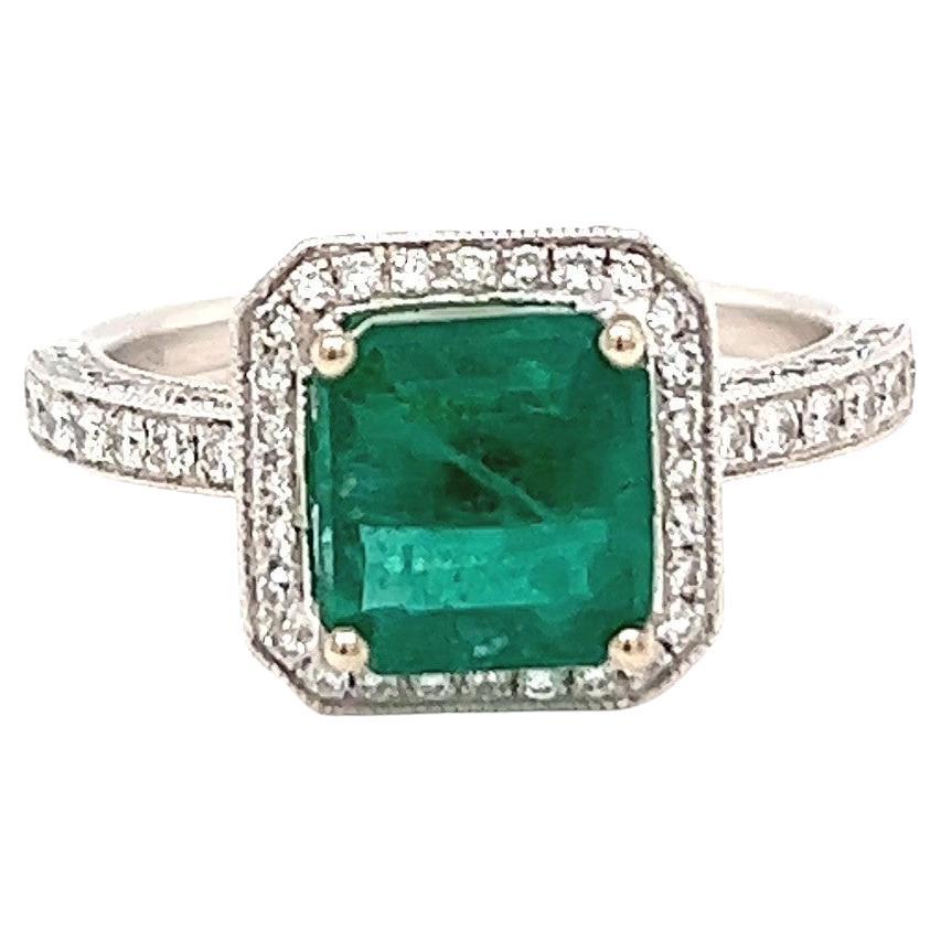 Contemporary Step Cut Emerald Diamond Ring 9.68 Carat For Sale at 1stDibs
