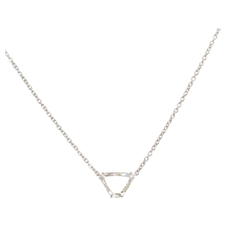GIA Triangle Rosecut White Diamond Pendant Necklace in Platinum For ...