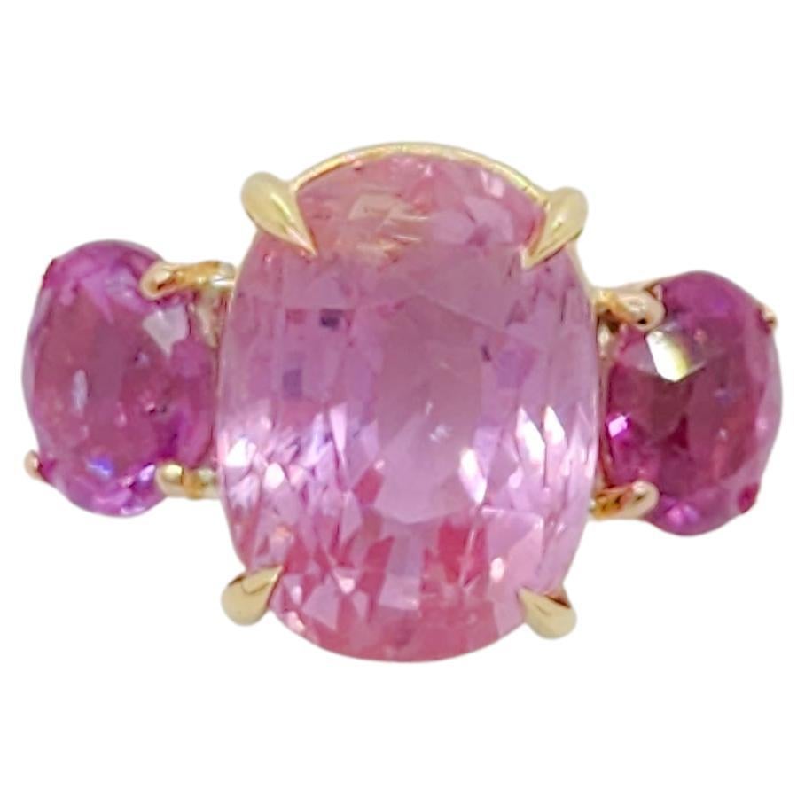 6.44 Carat Purple Pink Unheated Sapphire Diamond Platinum Three Stone ...
