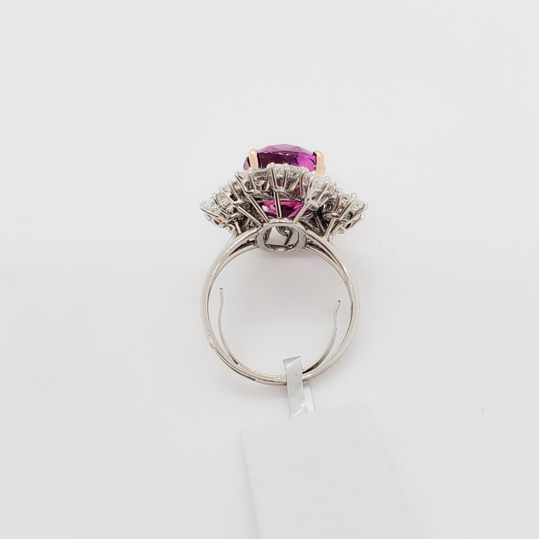 GIA Vietnamese Ruby Cushion and White Diamond Cocktail Ring in Platinum ...