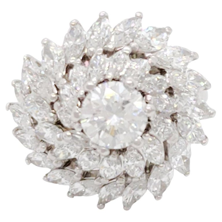GIA White Diamond Cluster Cocktail Ring in Platinum For Sale at 1stDibs