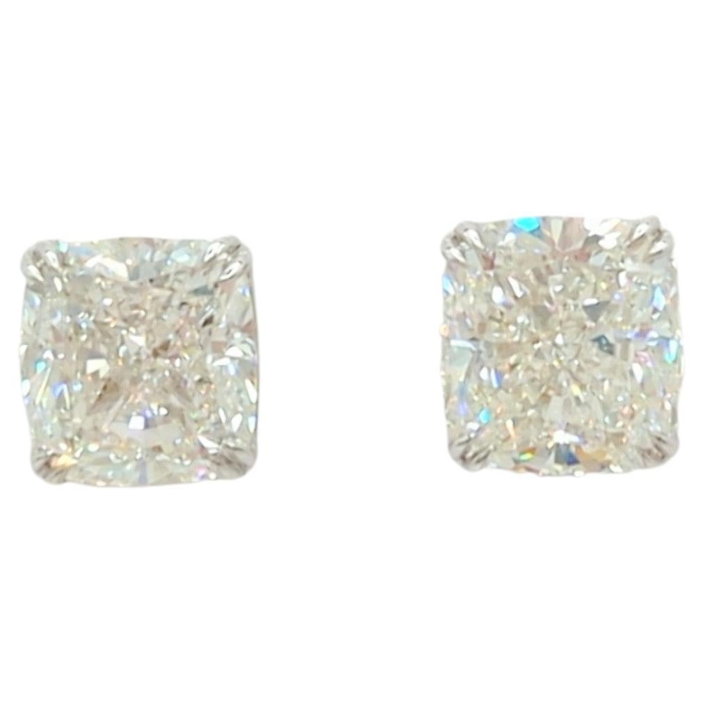 GIA White Diamond Cushion Stud Earrings in 18K White Gold For Sale at ...