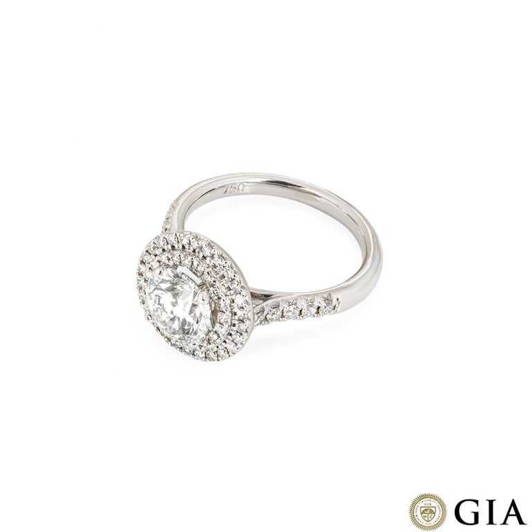 GIA White Gold Round Brilliant Cut Diamond Ring 1.58ct Faint Yellow ...
