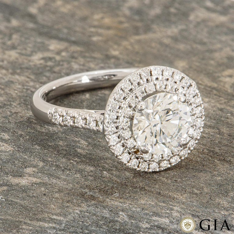 GIA White Gold Round Brilliant Cut Diamond Ring 1.58ct Faint Yellow ...