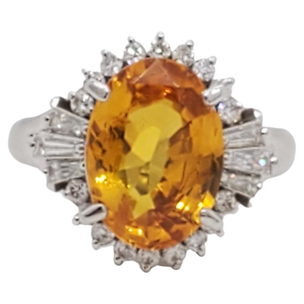 Oval Orange Sapphire and Diamond Crossover Ring For Sale at 1stDibs