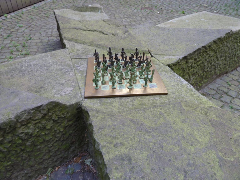 Italian 70s Sculptural Art Brutalist Bronze Chess Set For Sale at ...