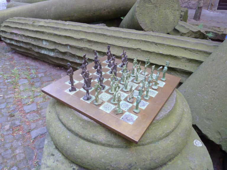 Italian 70s Sculptural Art Brutalist Bronze Chess Set For Sale at ...