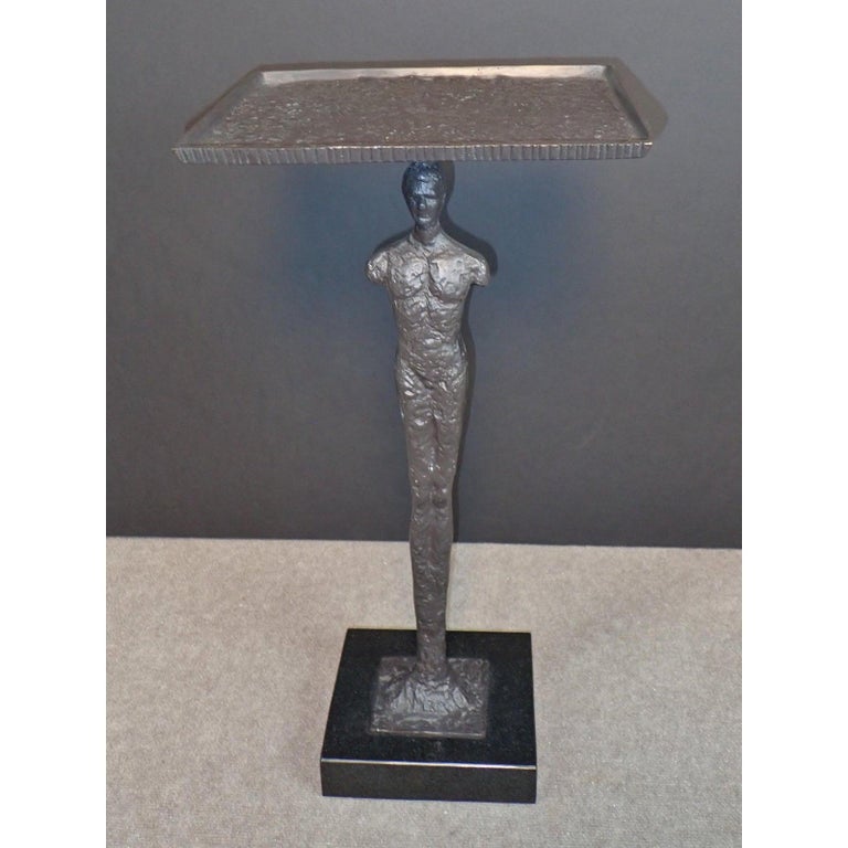 Giacometti Style Bronze Figurative Side Table at 1stDibs