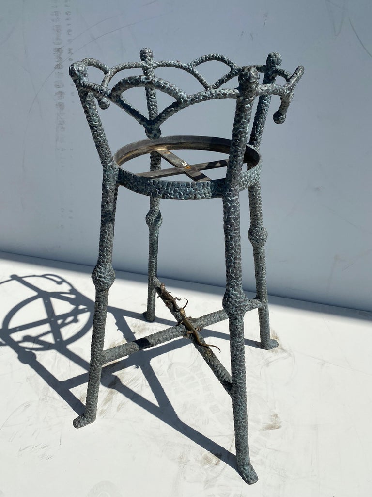 Brutalist Bronze Planter in Verdigris Patina For Sale at 1stDibs