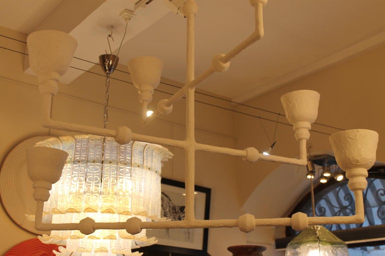 Giacometti Style Plaster Light Fixture, 6 Lights, France, XXth at 1stDibs