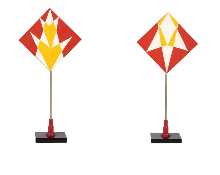 Giacomo Balla - Red and Yellow Triangles - Temperas on Wood by Giacomo ...