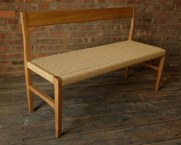 Giacomo Bench with Back, Solid White Oak with Handwoven Danish Cord ...