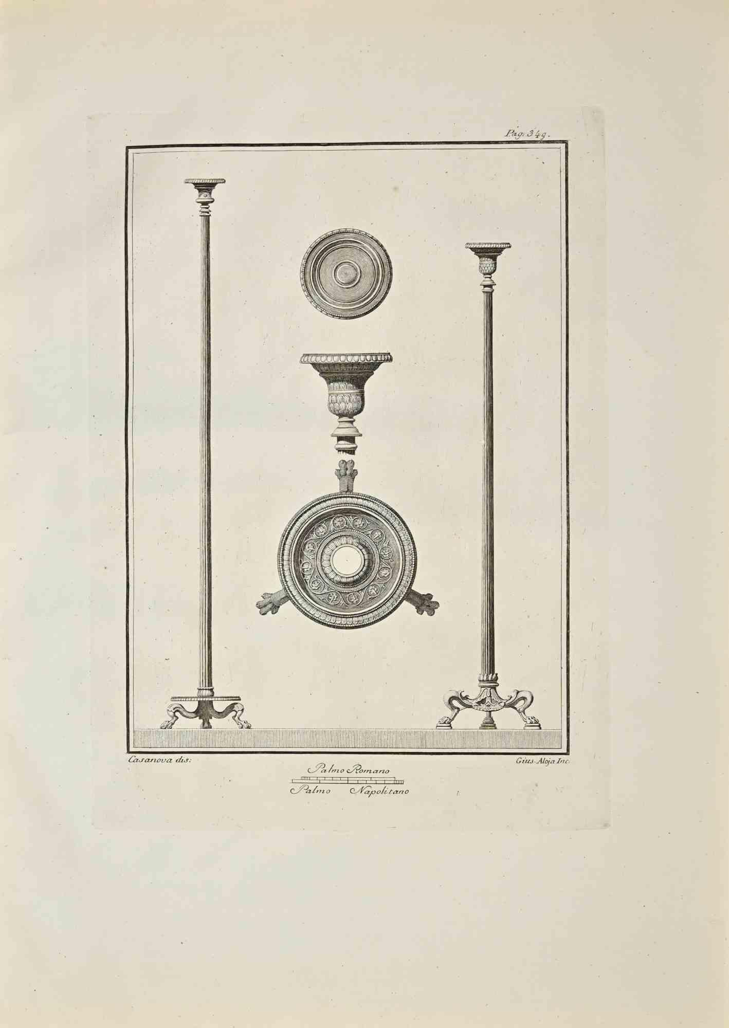 Giacomo Casanova - Ancient Roman Fresco Herculaneum - Original Etching ...