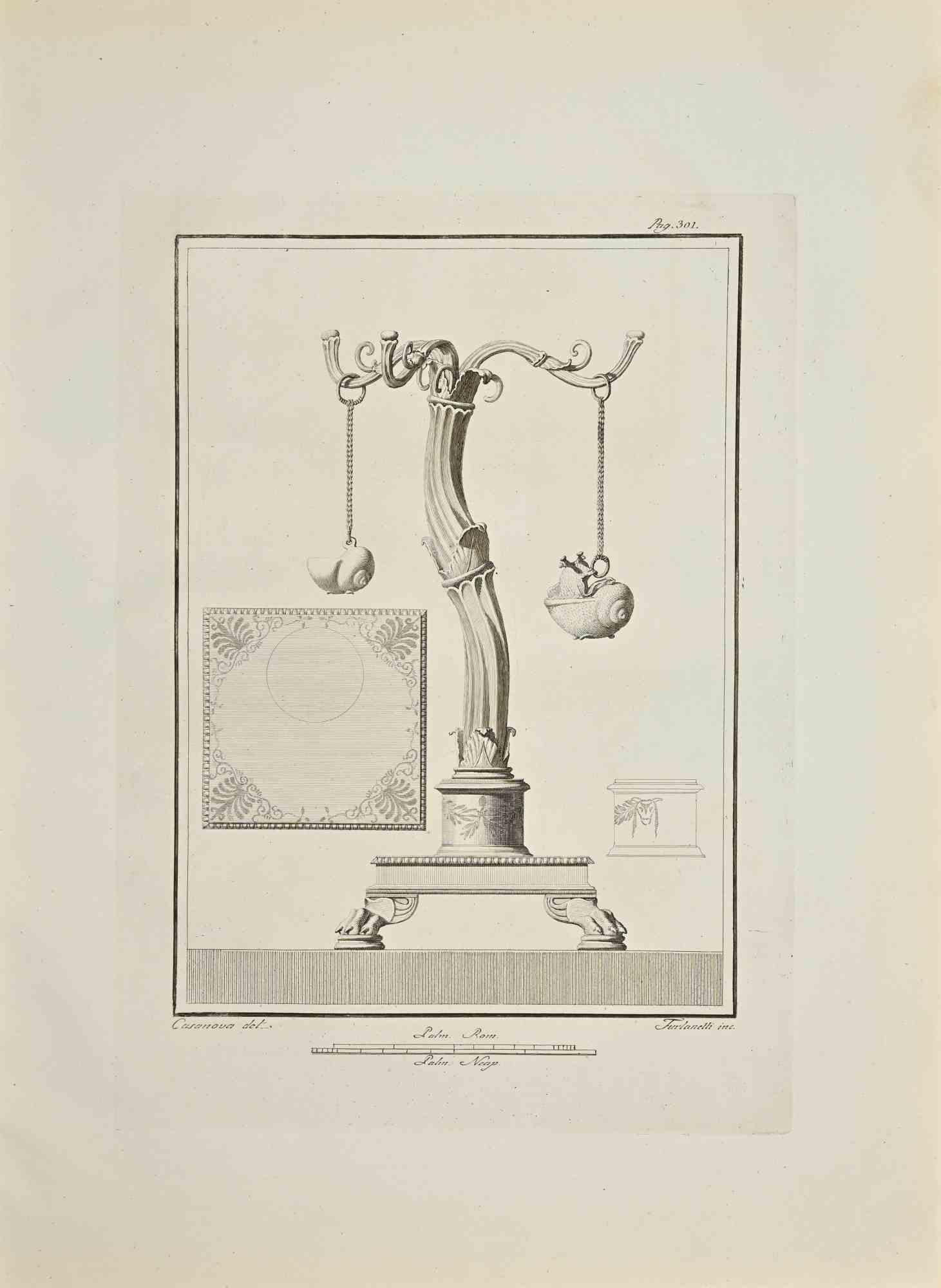 Giacomo Casanova - Ancient Roman Fresco Herculaneum - Original Etching ...