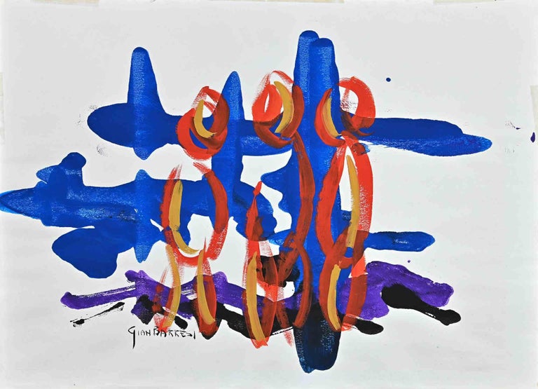 Gian Barresi - Abstract Composition - Original Tempera by Gian Barresi - 1970s For Sale at 1stDibs
