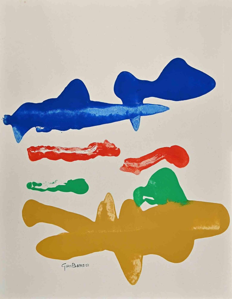 Gian Barresi - Abstract Composition - Tempera by Gian Barresi - 1970s ...