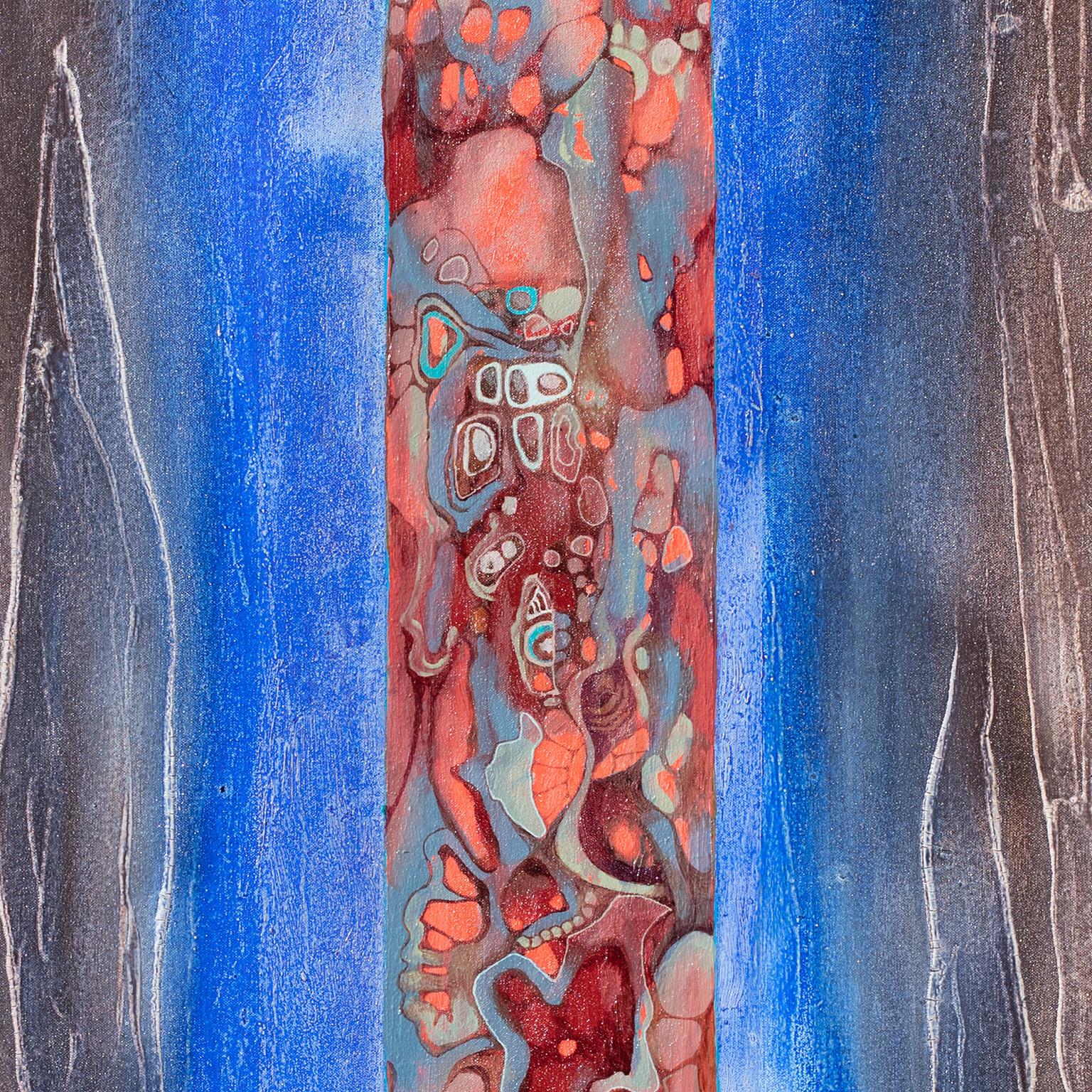 Gian Berto Vanni - Path of Fire and Deep Night - Blue and Red Abstract ...