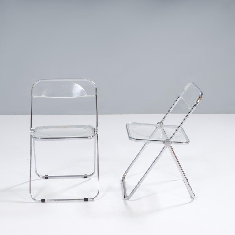 Italian Giancarlo Piretti for Castelli Plia Plastic Dining Chairs, Set ...