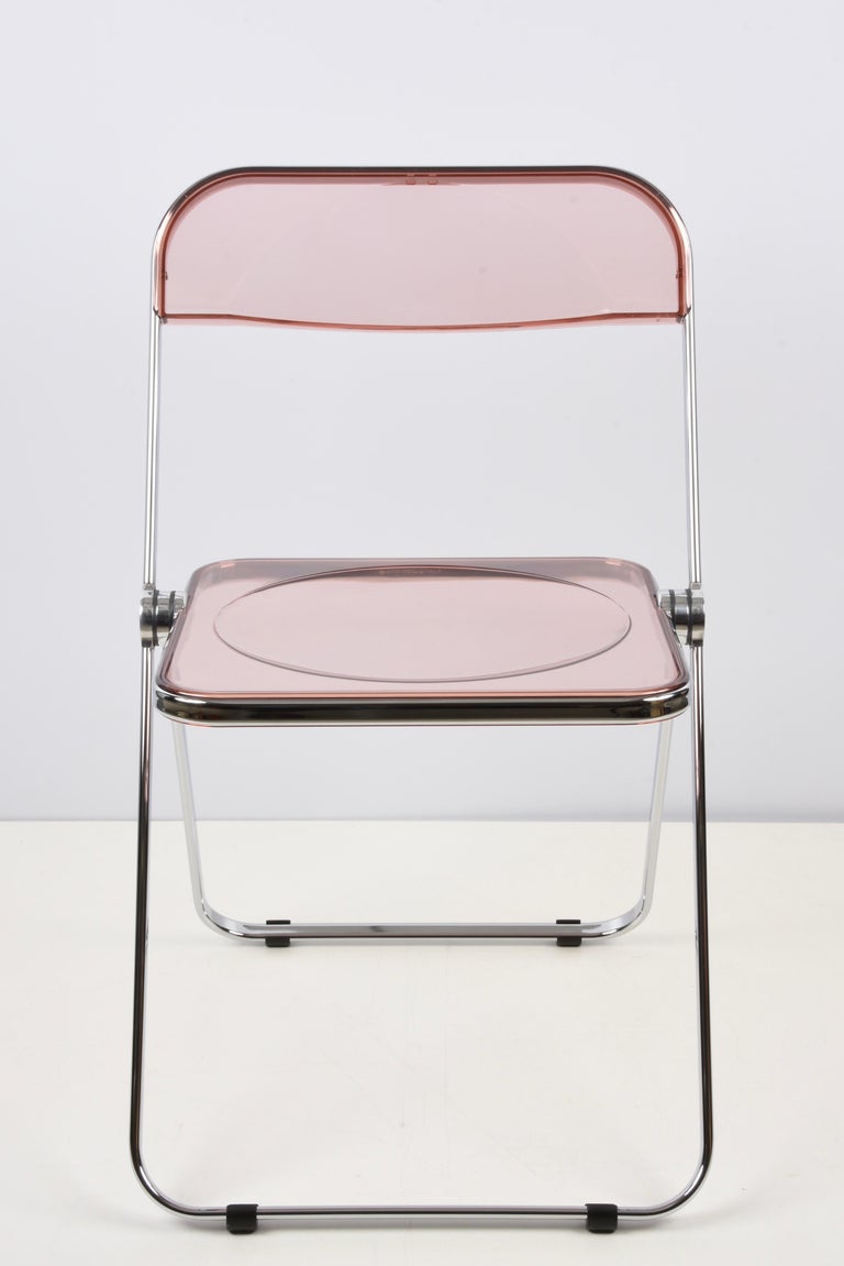Giancarlo Piretti Lucite Pink Folding "Plia" Italian Chairs for ...