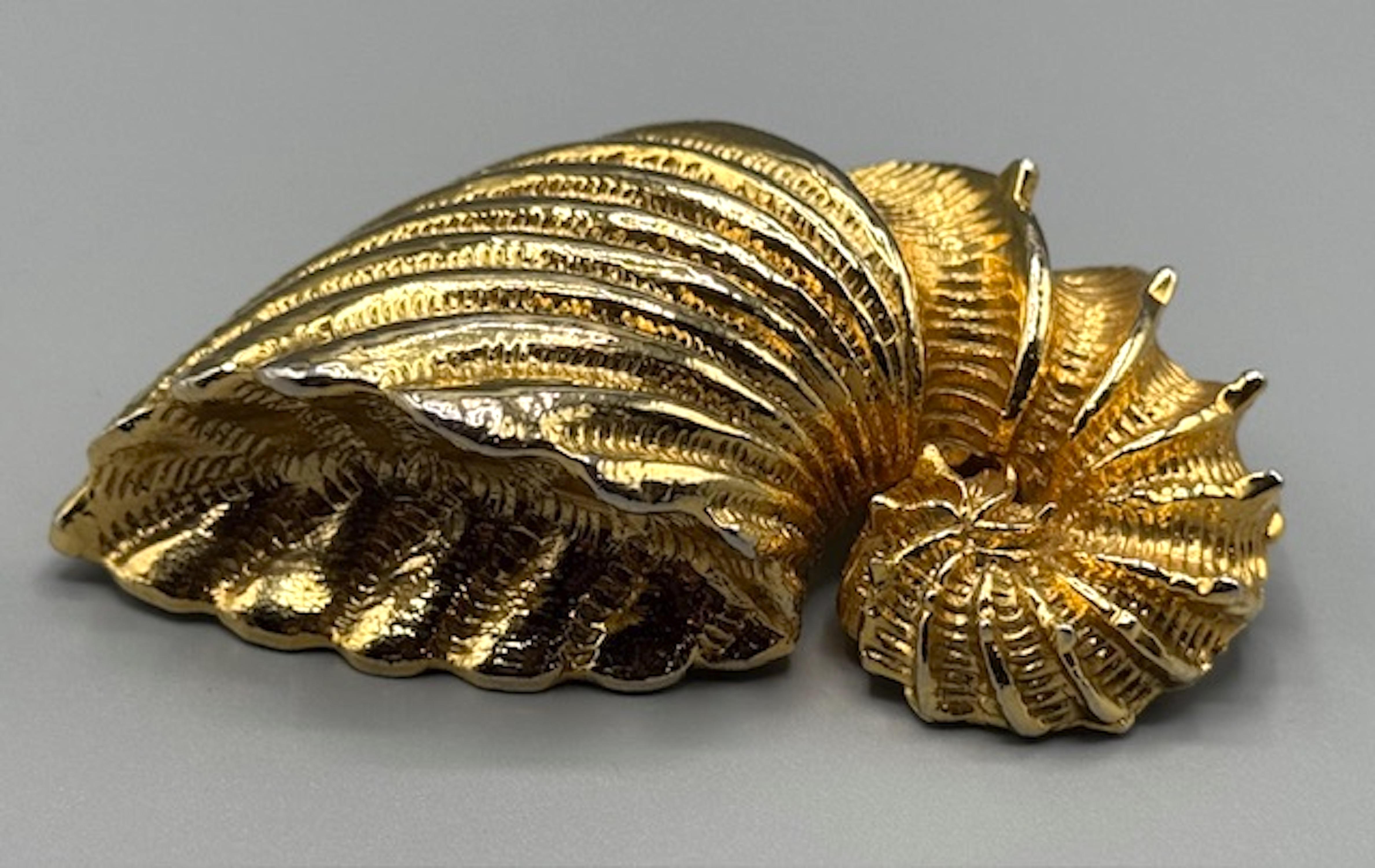 Gianfranco Ferre 1980s Large Nautilus Sea Shell Brooch For Sale at 1stDibs