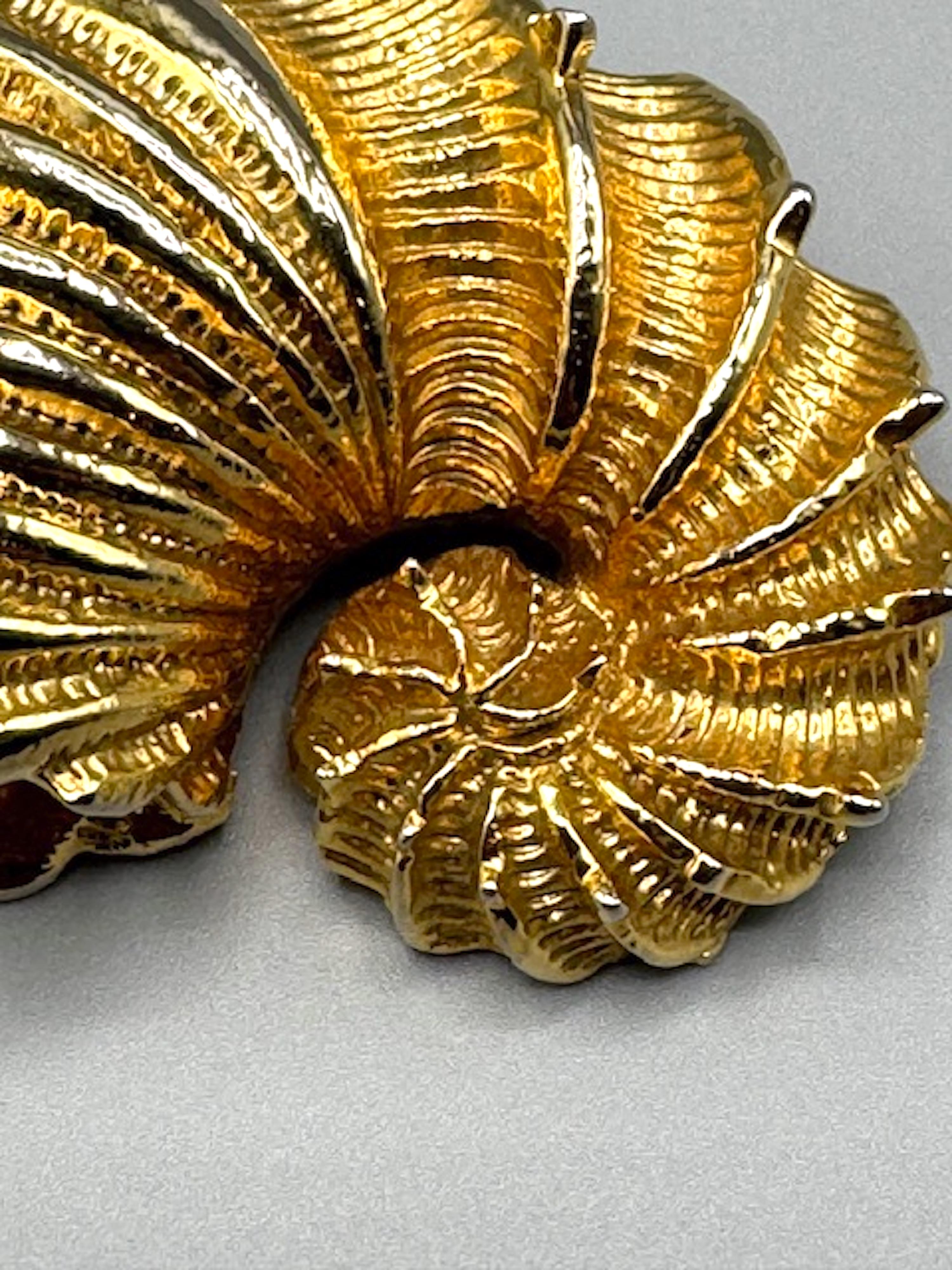 Gianfranco Ferre 1980s Large Nautilus Sea Shell Brooch For Sale at 1stDibs