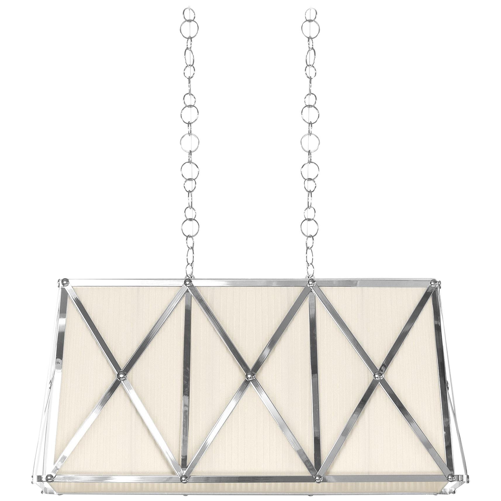 French Vintage Rectangular Six-Light Iron Chandelier Brushed in Gold ...