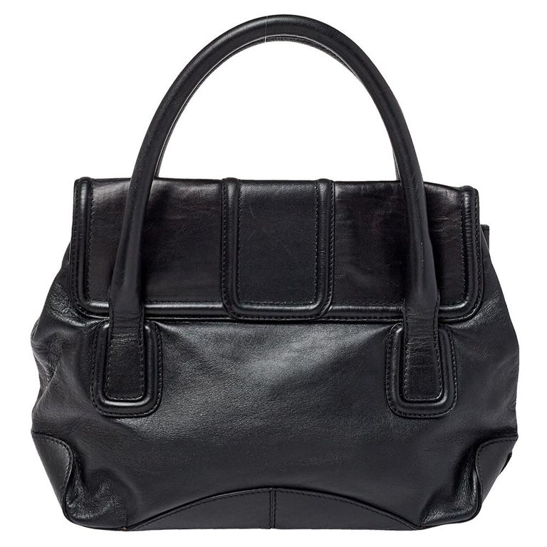 Gianfranco Ferre Black Leather Flap Satchel For Sale at 1stDibs