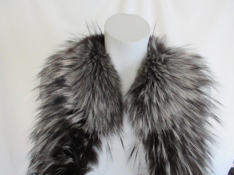 Gianfranco Ferre Black Silver Fox Fur Leather Vest For Sale at 1stDibs