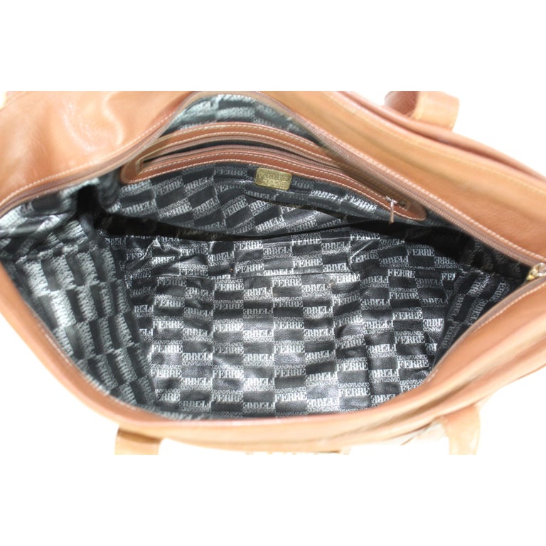 Gianfranco Ferre Brown Leather Shoulder Bag at 1stDibs