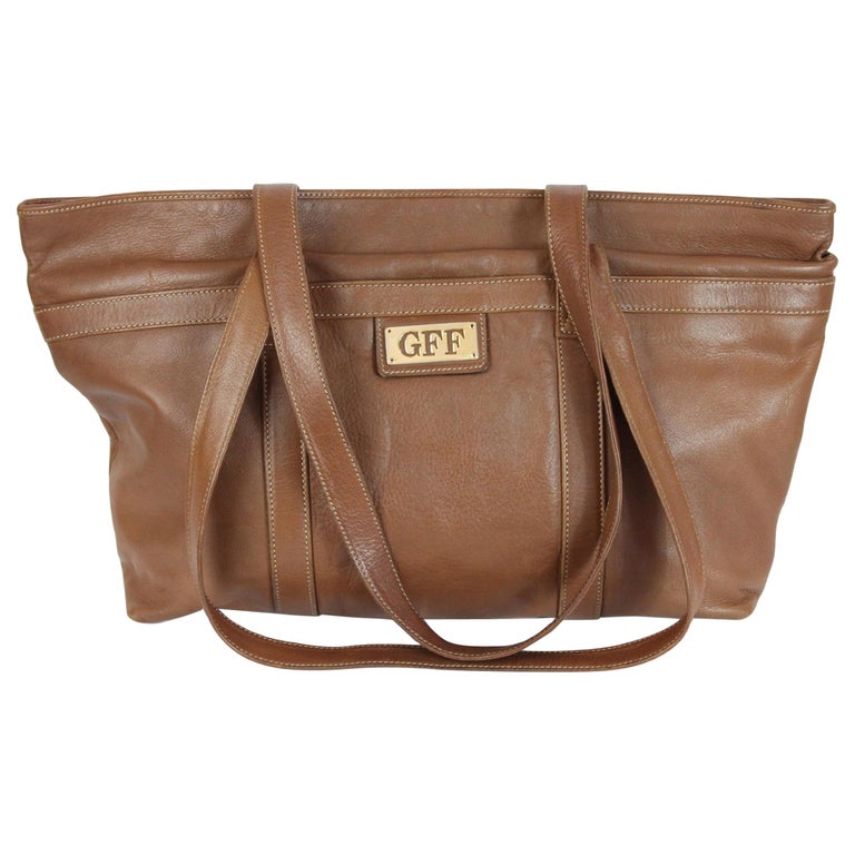 Gianfranco Ferre Brown Leather Shoulder Bag at 1stDibs
