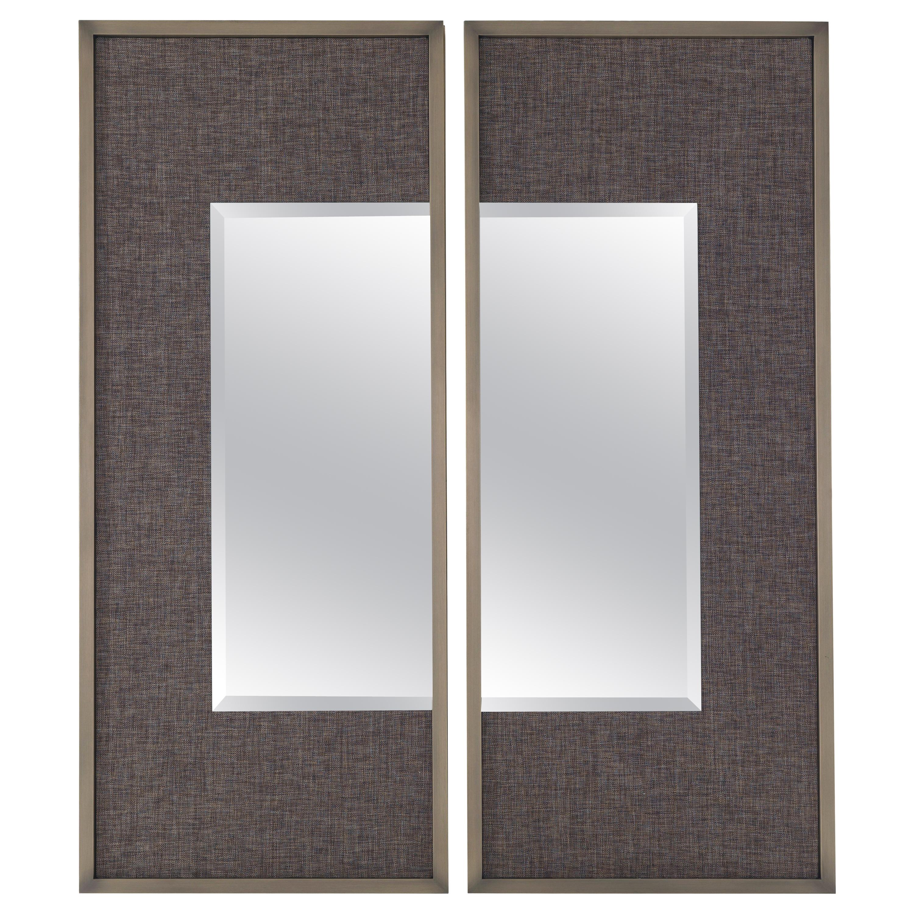 Iris Mirror in Kvadrat Fabric and Clear Mirror For Sale at 1stDibs