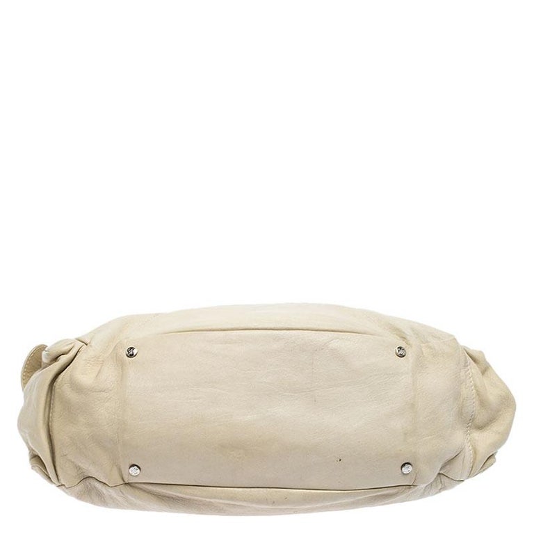 Gianfranco Ferre Cream Leather Side Pocket Shoulder Bag For Sale at ...