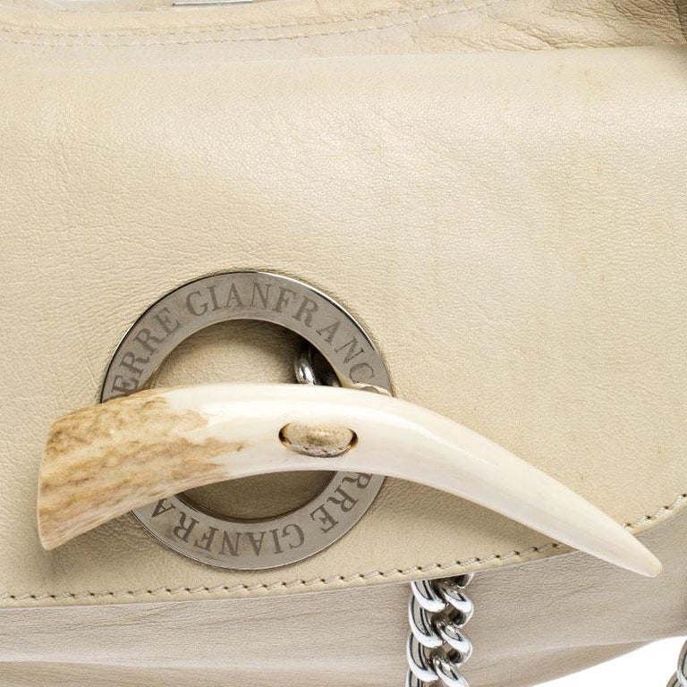 Gianfranco Ferre Cream Leather Side Pocket Shoulder Bag For Sale at ...