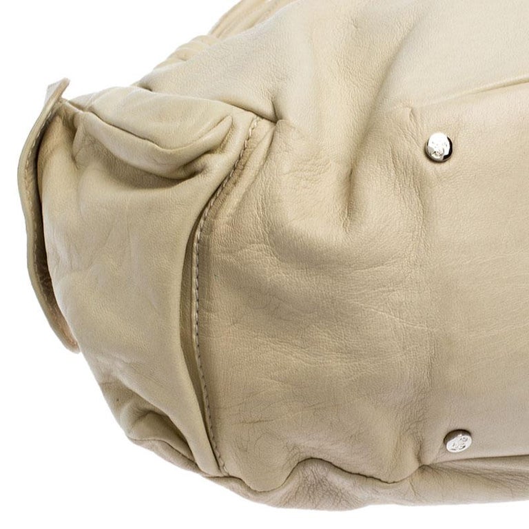 Gianfranco Ferre Cream Leather Side Pocket Shoulder Bag For Sale at ...