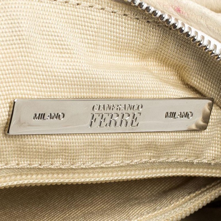 Gianfranco Ferre Cream Leather Side Pocket Shoulder Bag For Sale at ...